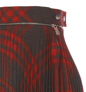 Burberry Checked Pleated Skirt With Zip Detail - Lake Blue