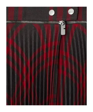 Burberry Checked Pleated Skirt With Zip Detail - Lake Color