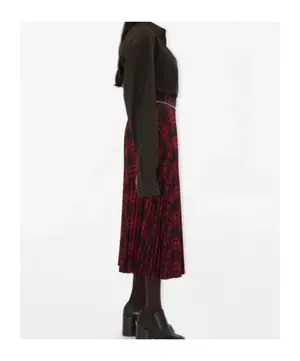 Burberry Checked Pleated Skirt With Zip Detail - Lake Color