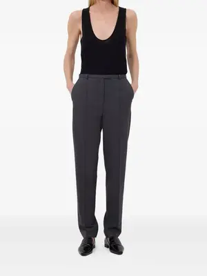 Loulou De Saison Malka Pleat-front Tapered Virgin Wool Blend Trousers - Black