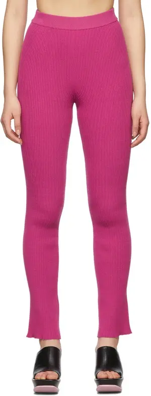 MSGM High-waisted Ribbed-knit Trousers