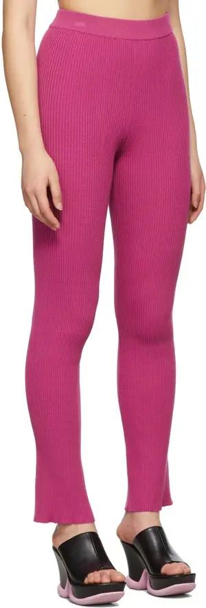 MSGM High-waisted Ribbed-knit Trousers