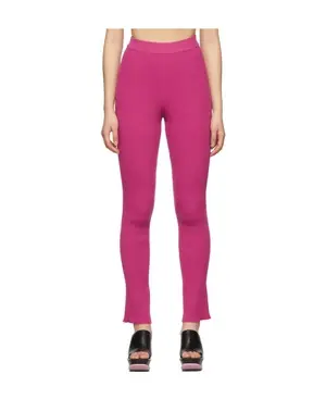 MSGM High-waisted Ribbed-knit Trousers
