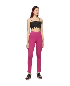 MSGM High-waisted Ribbed-knit Trousers