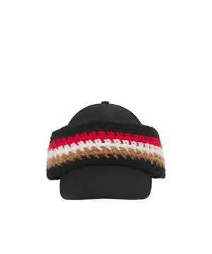Burberry Curved Peak Knitted Baseball Hat - Black