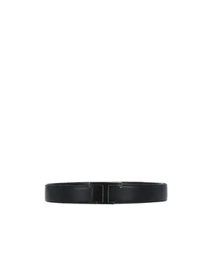 TOD'S Logo Plaque Buckled Belt - Black