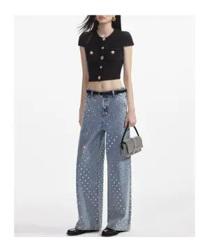 SELF-PORTRAIT Embellished Cropped Knit Top
