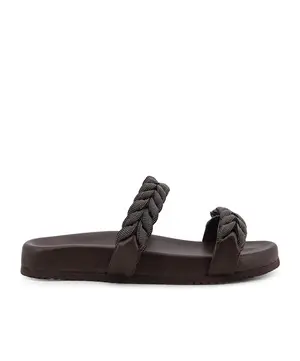Brunello Cucinelli Braided Embellished Flat Sandals - Black