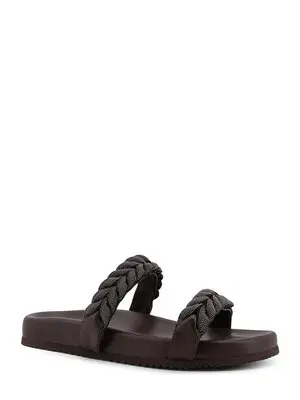 Brunello Cucinelli Braided Embellished Flat Sandals - Black