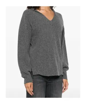 TWINSET Ribbed V-neck Hooded Jumper