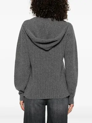 TWINSET Ribbed V-neck Hooded Jumper
