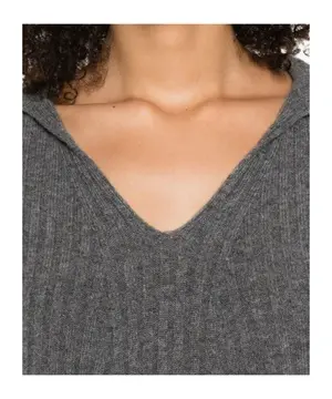 TWINSET Ribbed V-neck Hooded Jumper