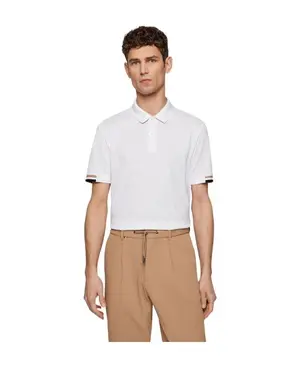 Hugo Boss Rubberized Logo Regular-fit Polo Shirt - White
