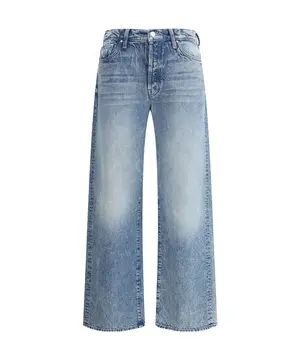 MOTHER Logo Patch Wide Leg Jeans - Blue