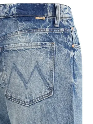 MOTHER Logo Patch Wide Leg Jeans - Blue