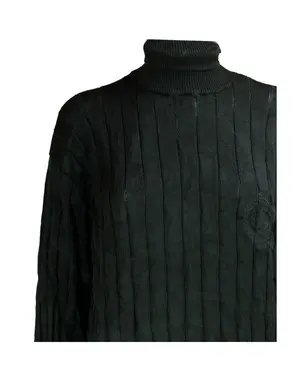 Balenciaga Creased Turtleneck Knit Jumper With Atelier Crest Embroidery