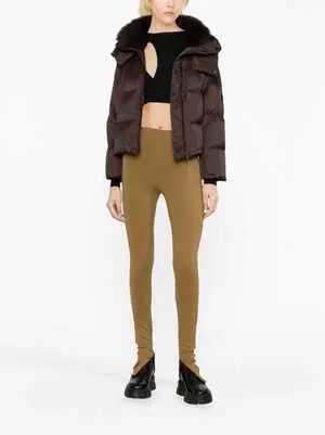 Wardrobe.NYC Ankle-zip High-waist Leggings - Brown
