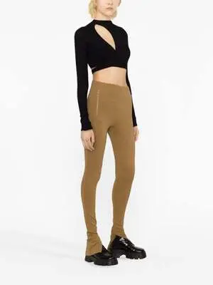 Wardrobe.NYC Ankle-zip High-waist Leggings - Brown