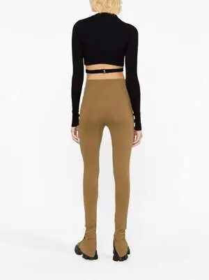 Wardrobe.NYC Ankle-zip High-waist Leggings - Brown