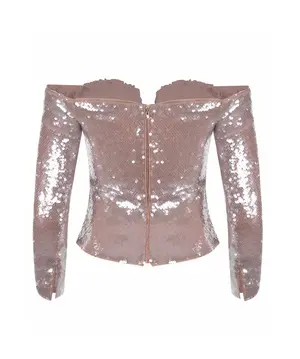 SELF-PORTRAIT Sequin Off-the-shoulder Top