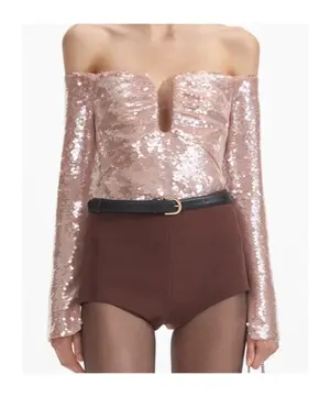 SELF-PORTRAIT Sequin Off-the-shoulder Top