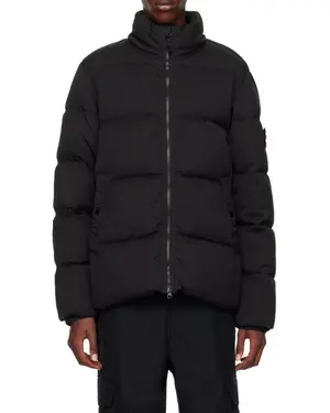 Stone Island Zipped Padded Jacket With Logo Patch