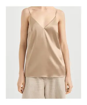 Brunello Cucinelli Sleeveless V-neck Top - Beige