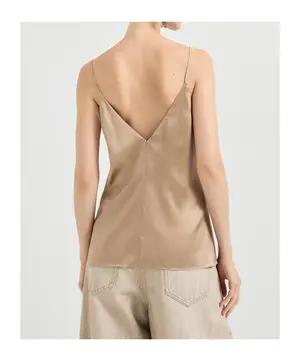 Brunello Cucinelli Sleeveless V-neck Top - Beige