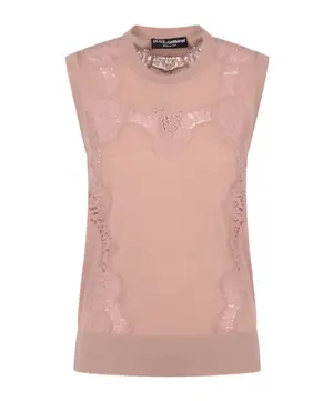 Dolce & Gabbana Lace Detailed Knitted Vest