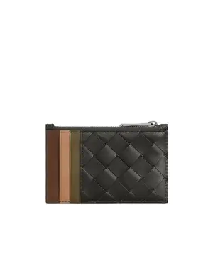Bottega Veneta Intrecciato Zipped Card Case - Green