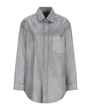 DARKPARK Anne Flock Denim Lurex Tailored Shirt - Gray