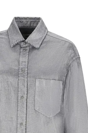DARKPARK Anne Flock Denim Lurex Tailored Shirt - Gray