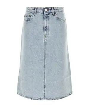 TOTEME Mid-rise Denim Midi Skirt - Gray