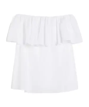 MAX MARA Max Mara Studio Peccati Ruffled Off-Shoulder Poplin Top