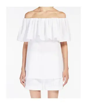 Max Mara Peccati Ruffled Off-shoulder Poplin Top