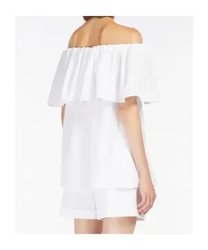 Max Mara Peccati Ruffled Off-shoulder Poplin Top