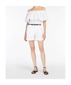 Max Mara Peccati Ruffled Off-shoulder Poplin Top