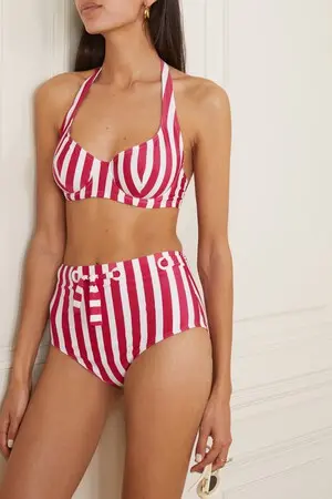 ERES Samba Corazon Striped Bikini Top - Red