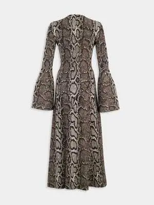Gabriela Hearst Aalia Snake Print Bell Sleeve Dress