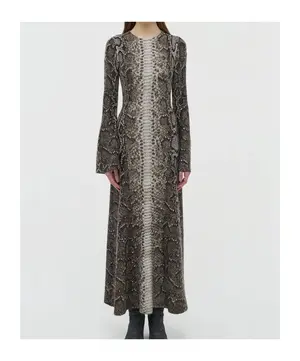 Gabriela Hearst Aalia Snake Print Bell Sleeve Dress