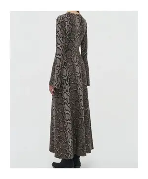 Gabriela Hearst Aalia Snake Print Bell Sleeve Dress