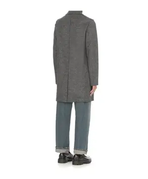 Harris Wharf London Single-breasted Herringbone Coat - Black