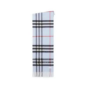 Burberry Checked Fringed-edge Scarf - Light Blue
