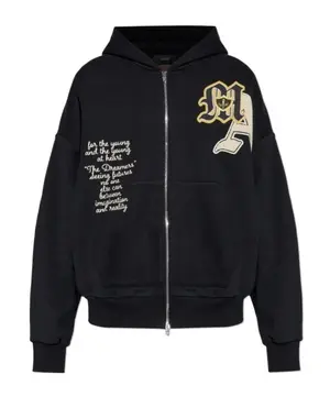 Amiri Logo Patch Zip-up Hoodie - No