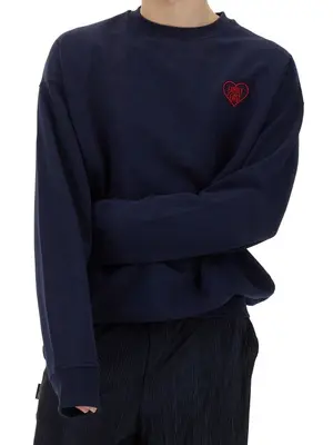 FAMILY FIRST Crew Neck Sweatshirt With Heart Embroidery
