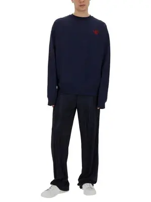 FAMILY FIRST Crew Neck Sweatshirt With Heart Embroidery