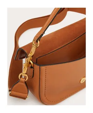 Valentino Garavani Alltime Logo Plaque Foldover Crossbody Bag - Almond-colored