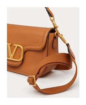Valentino Garavani Alltime Logo Plaque Foldover Crossbody Bag - Almond