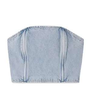 Wardrobe.NYC Strapless Denim Corset Top - Gray