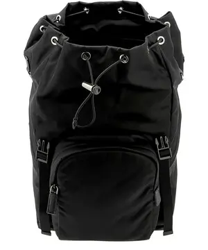 Prada Re-nylon Logo Plaque Buckled Backpack - Black